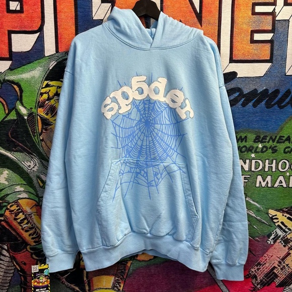 Sp5der | Sweaters | Blue Sp5der Hoodie | Poshmark